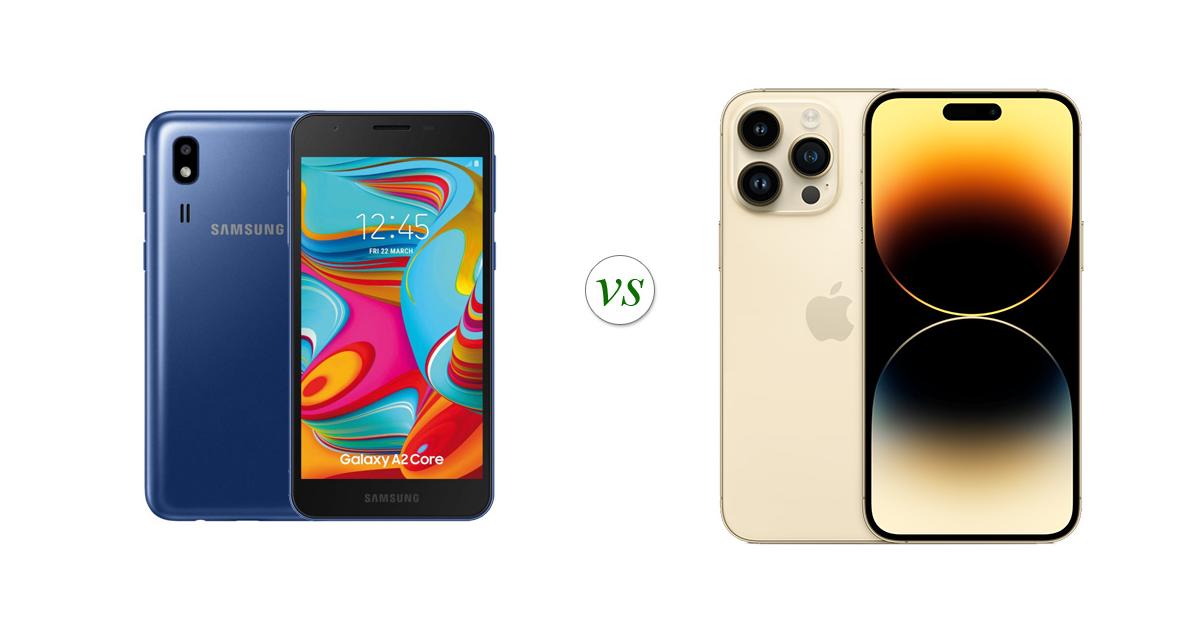 Samsung Galaxy A2 Core vs Apple iPhone 14 Pro Max: Side by Side Specs ...