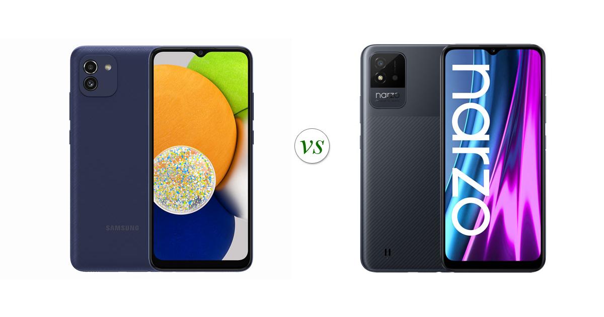 Samsung Galaxy A03 vs realme narzo 50i: Side by Side Specs Comparison